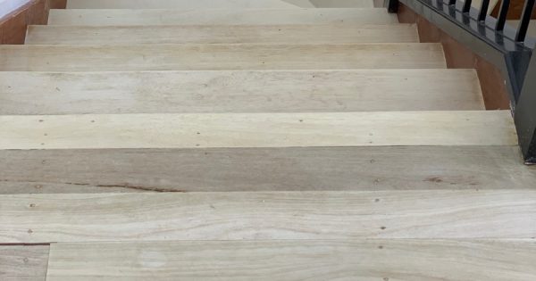 Bleached Jarrah stairs Melbourne - OAK TIMBER FLOORING